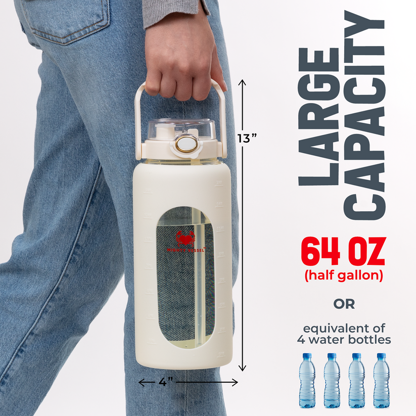 MIGHTY VESSEL™ GLASS WATER BOTTLE | 64 OZ