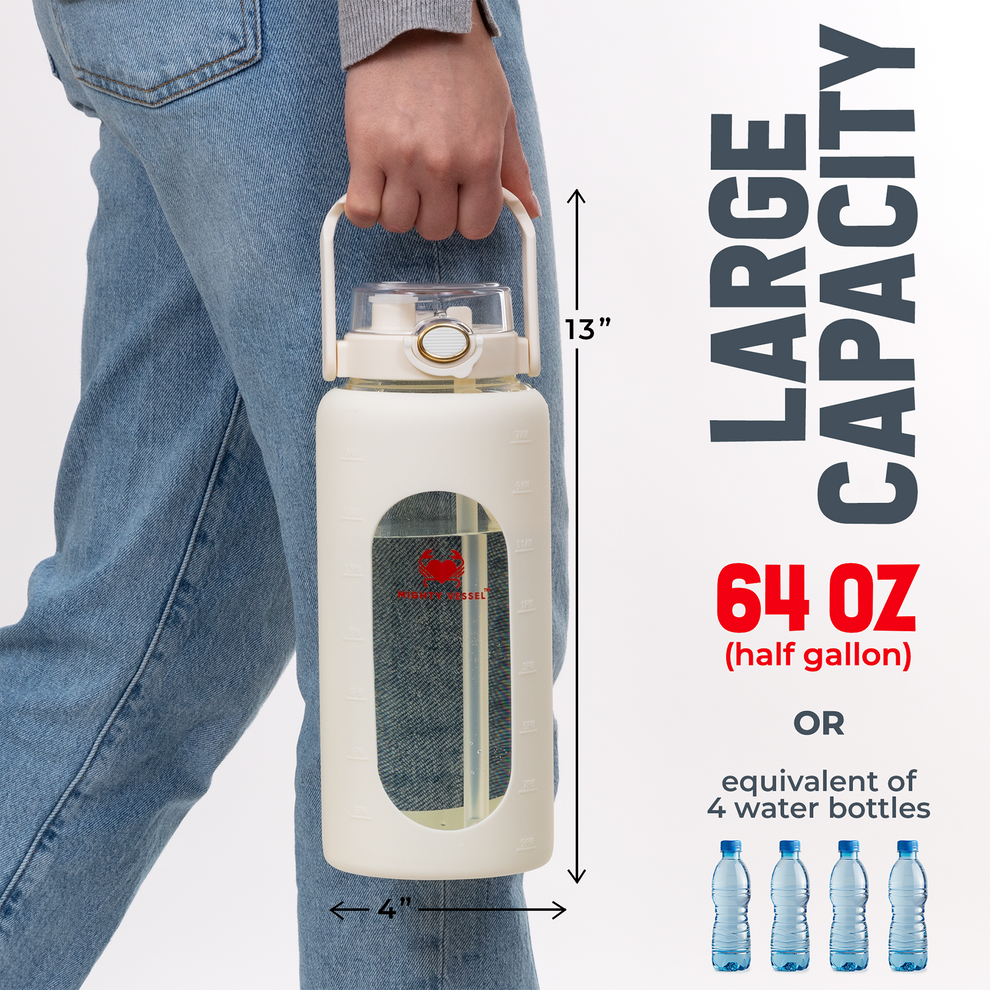 MIGHTY VESSEL™ SHATTER-RESISTANT GLASS WATER BOTTLE | 64 OZ